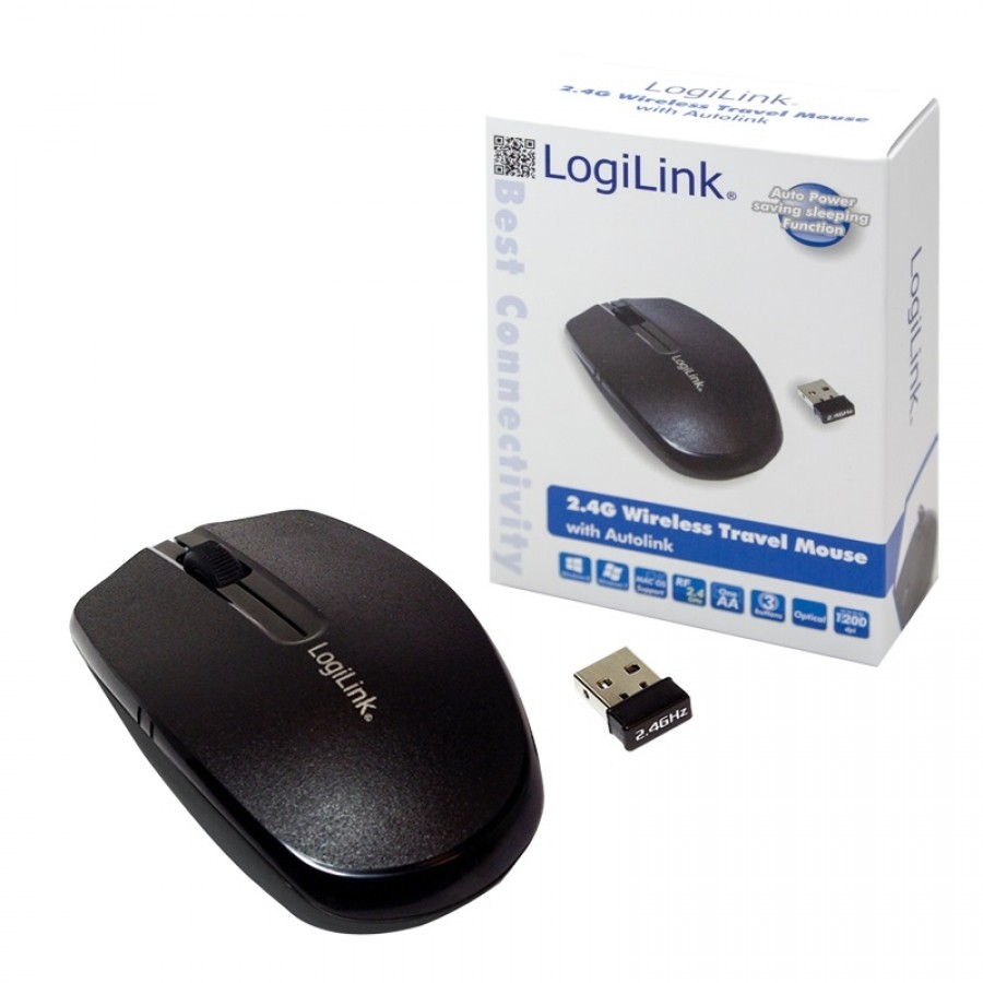 Logilink 2.4 GHz Mini Optical Draadloos Muis, 1200 dpi,BLACK (KBM ...